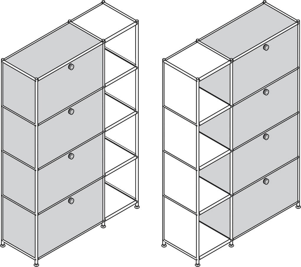 Tchibo - Kovový regál CN3 se 4 výklopnými dvířky - barva: bílá