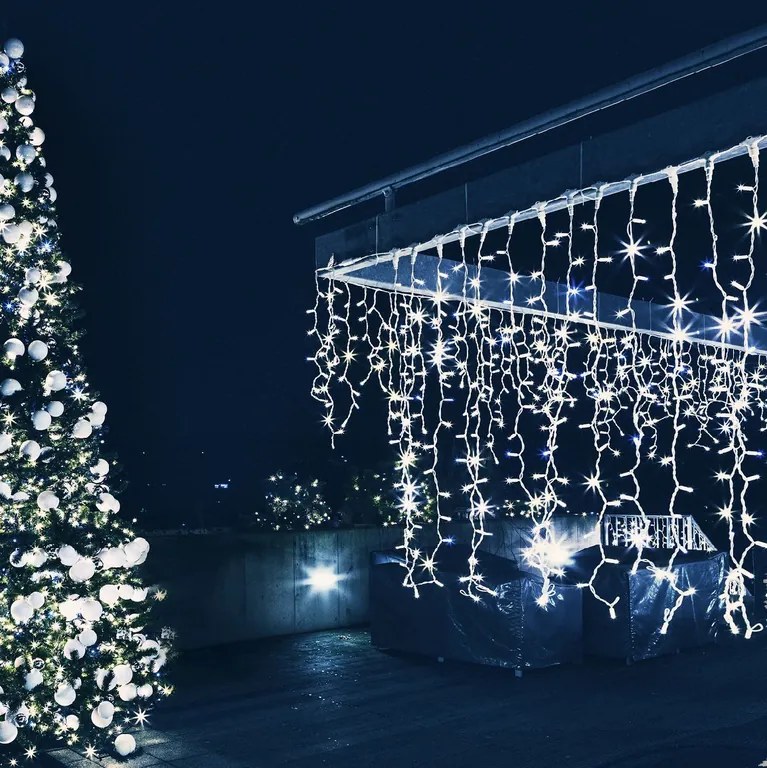 Vánoční světýlka LED záclona FLASH studená bílá 300 LED