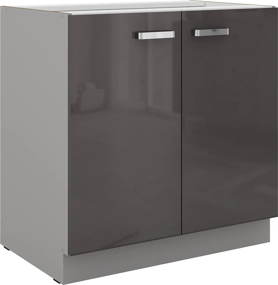 GREY gr | dolní skříňka 80 D 2F policová | 80 cm | světle šedá/tmavě šedá lesk