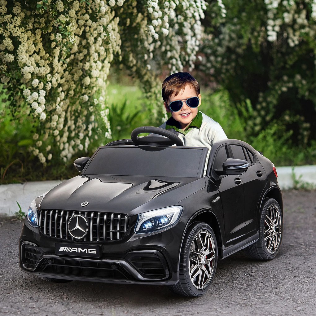 HOMCOM dětské autíčko Mercedes-Benz AMG GLA45 licencované elektrické autíčko s dálkovým ovládáním MP3 bezpečnostní pásy pro 37-60 měsíců Černá