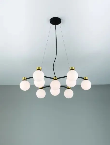 Satina zlato-černo-bílý designový lustr Ovalino