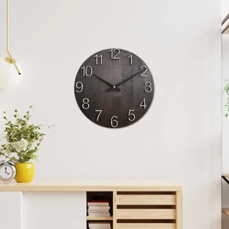 Luxusní dřevěné nástěnné hodiny Wenge s 3D číslicemi | SENTOP MAS016-OSMO-3169-heads-black