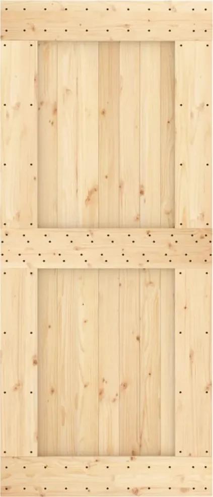 vidaXL Posuvné dveře s kováním 90 x 210 cm masivní borové dřevo [3203093]