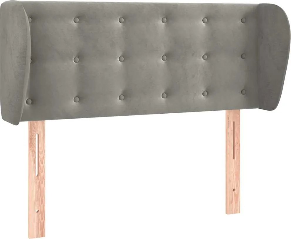 Čelo postele typu ušák světle šedé 83x23x78/88 cm samet 3117608