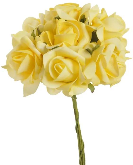 růže pěnová 7 cm (8 ks) - žlutá světlá