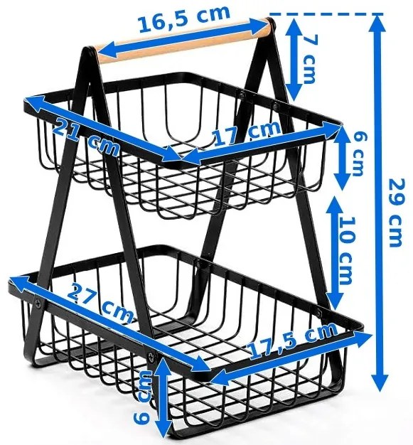 Patrový košík na ovoce Pulos II černý