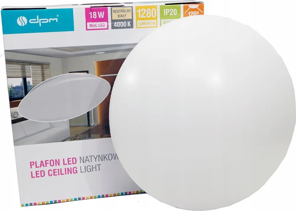 Stropní Svítidlo Led kulatý 35 cm 18 W neutrální 1280 lm mléčný