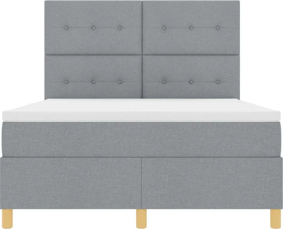 Postel s boxspringem s čelo Světle šedá 140 x 190 cm textil 3339616