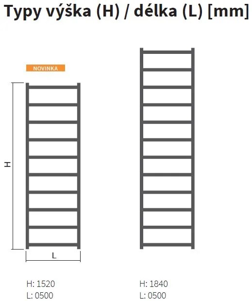 Isan Gradda Inox 1520 x 500 mm koupelnový radiátor nerez