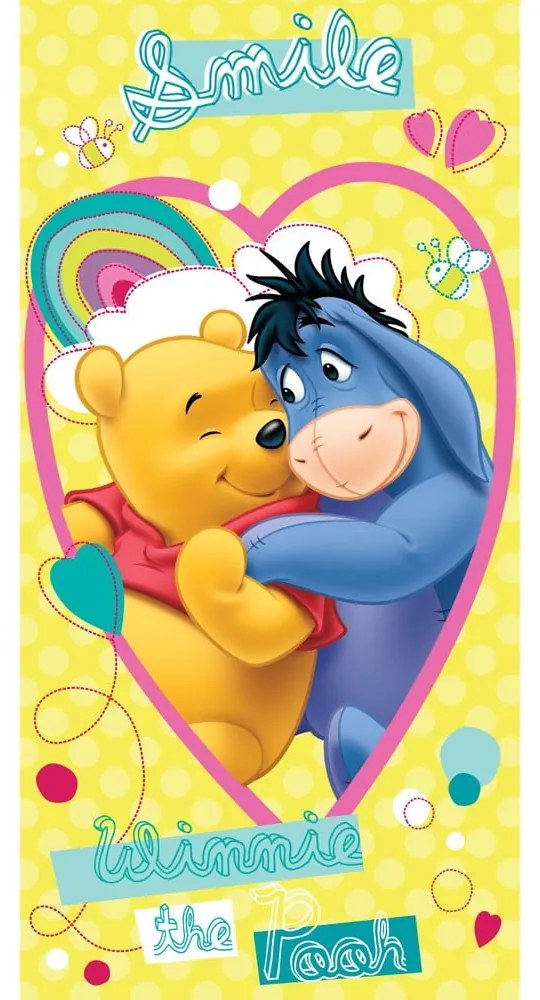 Žlutá bavlněná dětská osuška 70x140 cm Winnie the Pooh "Smile" – Jerry Fabrics
