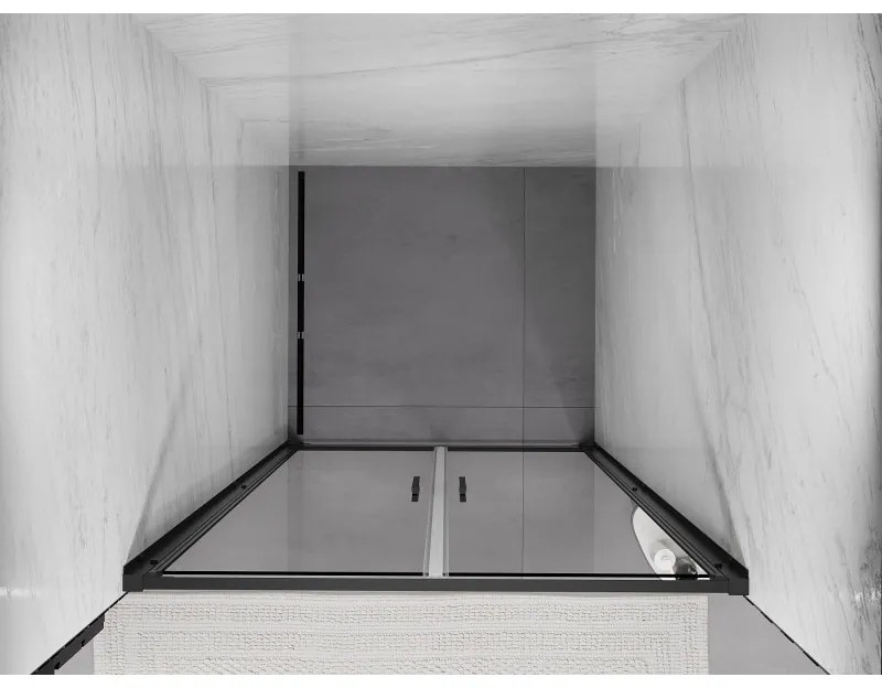 Mexen Exo, dvoukřídlé sprchové dveře 100x200 cm, 6mm čiré sklo, černý profil, 814-100-000-70-00