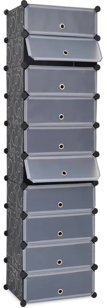 Organizér na boty s 10 přihrádkami, černý 244920