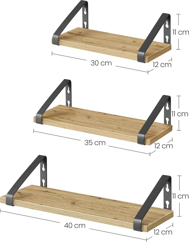 Nástěnné police TAYLOR ARTISAN sada 3ks