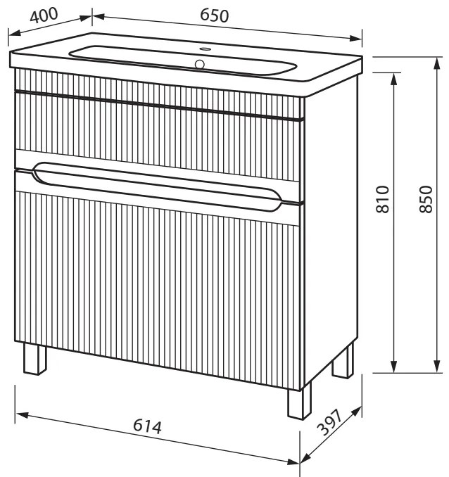 Lavedo Aria Grey 65 koupelnová skříňka s umyvadlem