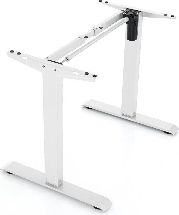 Výškově nastavitelný stůl OfficeTech A, 120 x 80 cm, bílá podnož, buk