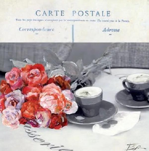 ART-STYLE Obrázek 30x30, café fleurs, rám sv. dub - červotoč