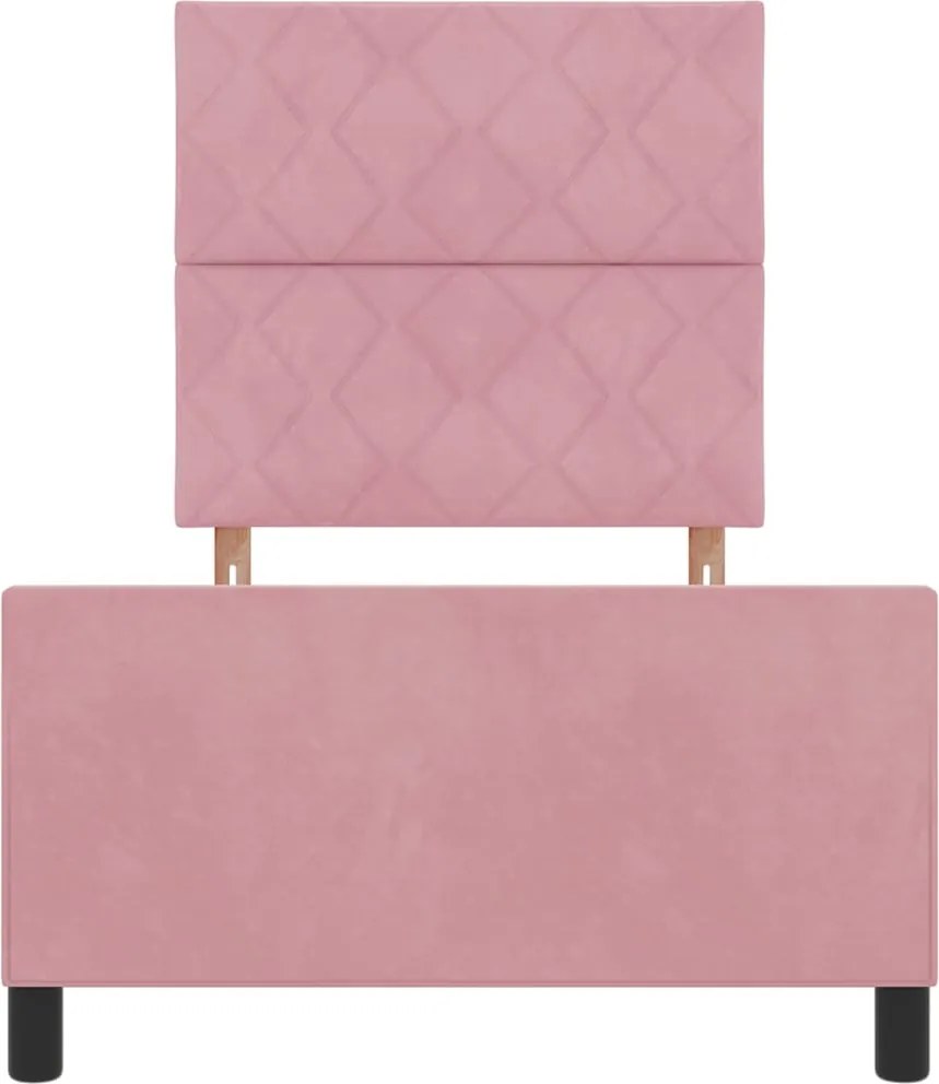Postel s boxspringem s čelo Růžová 90 x 190 cm samet 3344980