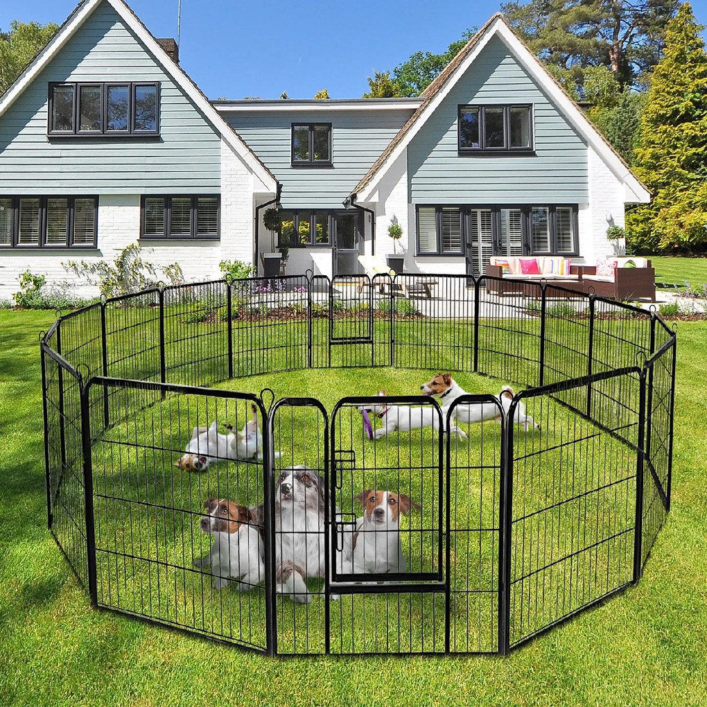 Costway 8dílná ohrádka pro štěně Puppy Fence Skládací Animal Metal, černý