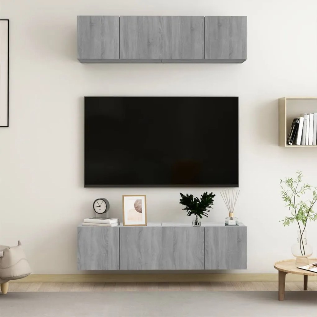 Nástěnné TV skříňky 4 ks šedé sonoma 60 x 30 x 30 cm kompozit 3120204