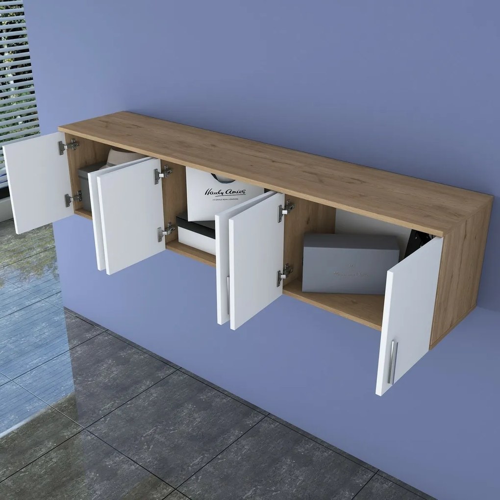 Nástěnná skříňka Ema White and Walnut