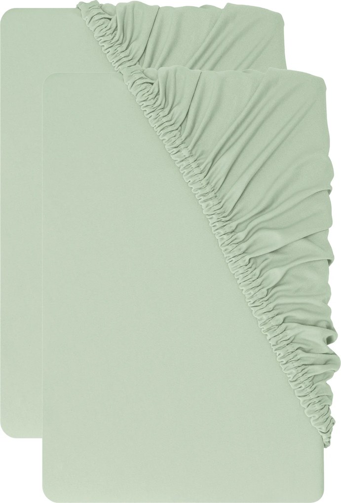 Livarno® Žerzejové napínací prostěradlo, 180–200 x 200 cm, 2 kusy (zelená)