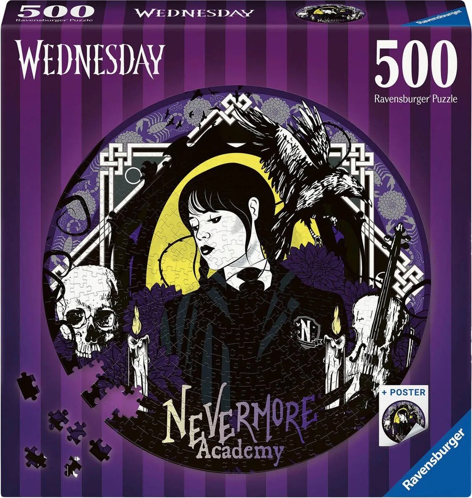 RAVENSBURGER Puzzle kruhové Wednesday 500 dílků 52cm skládačka 2417573