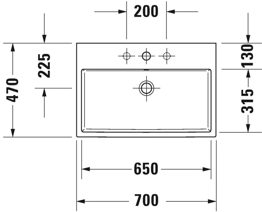 Duravit Vero Air - Umyvadlo broušené, 70x47 cm, bílá 2350700027