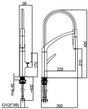 Rubineta Dřezová baterie ULTIMA U-50 - bílá/chrom  - OLBAU50WT