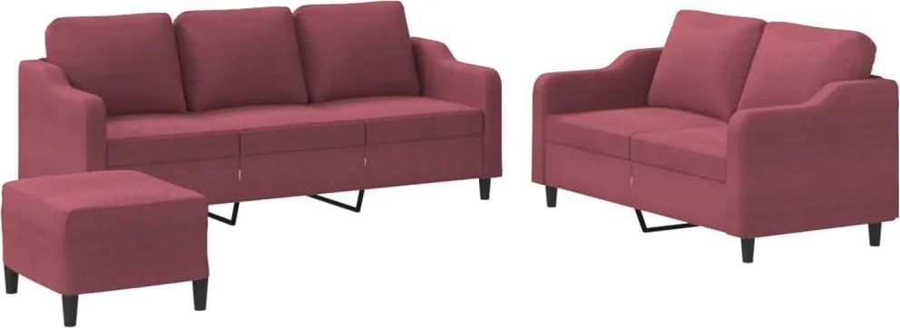 3dílná sedací souprava s poduškami vínová textil 3201848