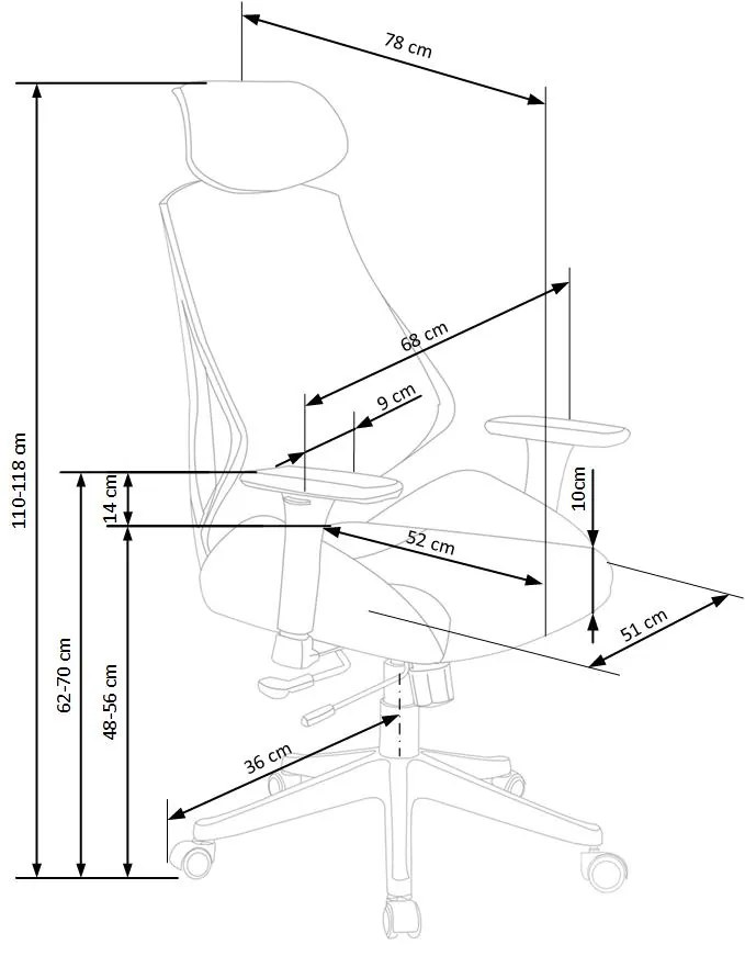 Kancelářská ergonomická židle HASEL — ekokůže/síť, černá Halmar