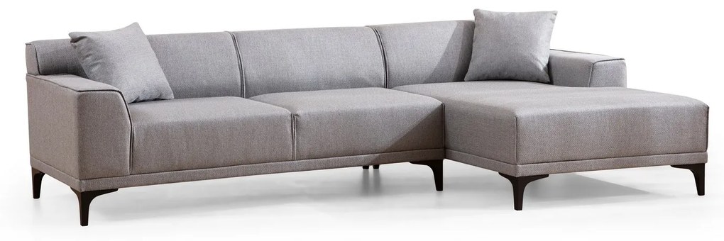Designová rohová sedačka Dellyn 250 cm světle šedá - pravá