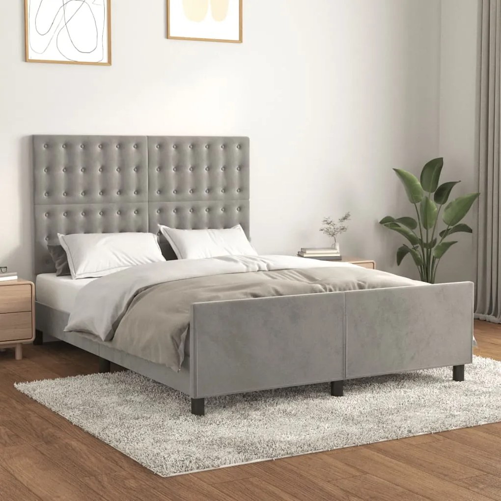 Rám postele bez matrace světle šedý 140 x 200 cm samet 3126001