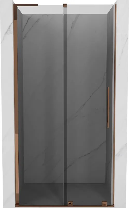 Mexen Velar L, posuvné sprchové dveře do otvoru 90 cm, 8mm šedé sklo, růžové zlato, 871-090-003-41-60