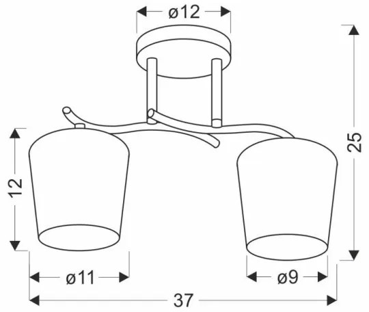 Lustr na tyči ESNYR 2xE27/40W/230V černá/bílá