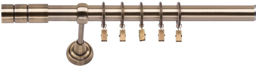 Jednořadá Garnýž Cylinder 25 mm starožitné zlato 320 cm
