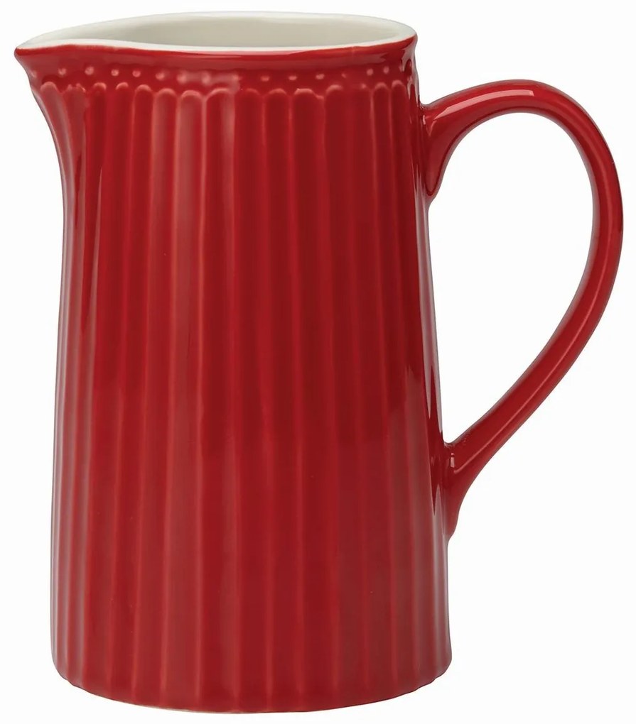 GREEN GATE Porcelánový džbán Alice Red 1 l, červená barva, porcelán