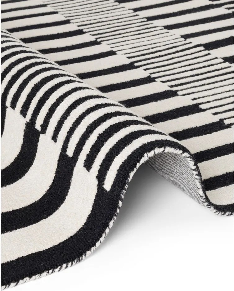 Černobílý ručně tkaný vlněný koberec 160x230 cm Stryve Pulse – Elle Decoration