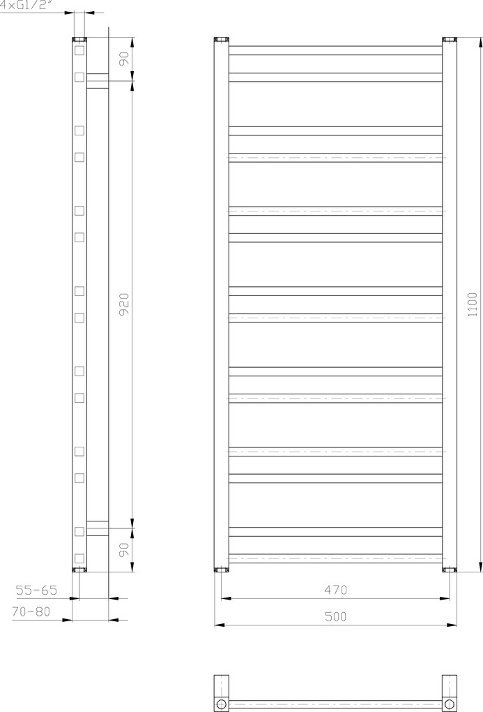 Sapho METRO DOS otopné těleso 500 x 1100 mm bílá mat IR432T