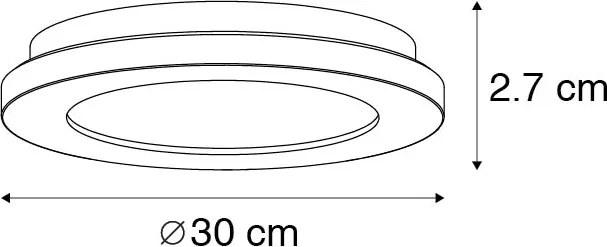Zapuštěné stropní svítidlo bílé 30 cm vč. LED 3-stupňový stmívač IP44 - Steve