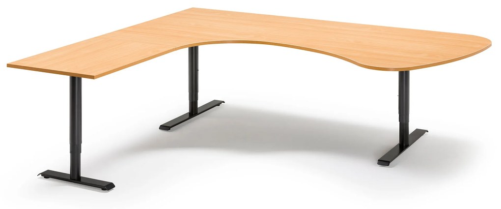 AJ Produkty Rohový stůl Adeptus, levý, 2200x2000 mm, buk, černá