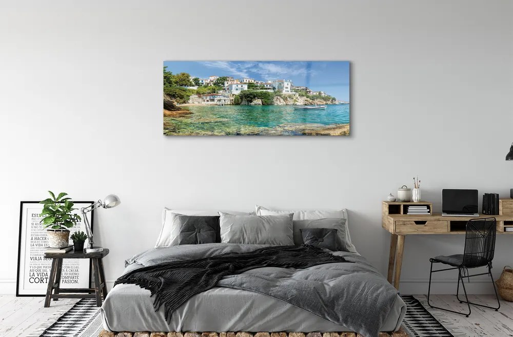 akrylový obraz Řecko Sea městského života 120x60 cm