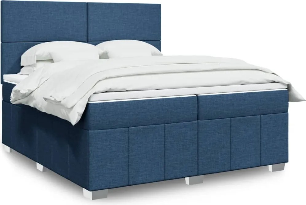 Box spring postel s matrací modrá 200x200 cm textil 3291774