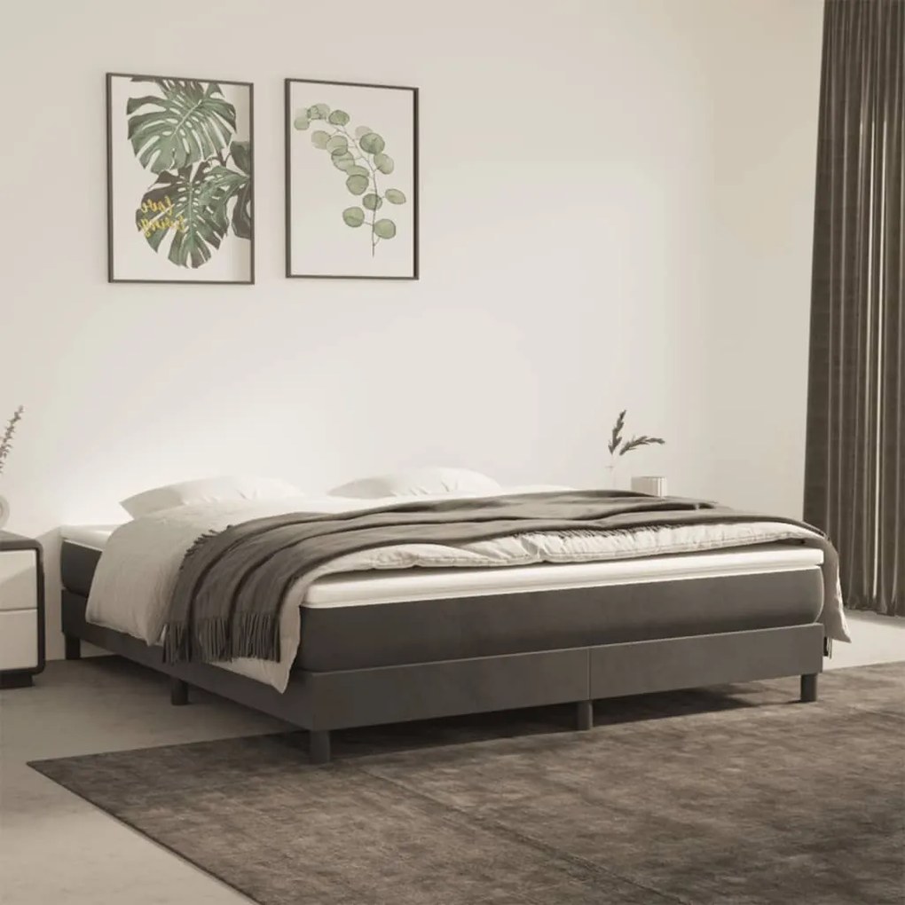 Box spring postel s matrací tmavě šedá 180x200 cm samet 3144346