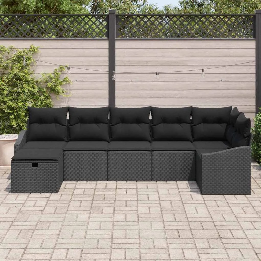 Set pohovek 7 ks Černá polyratan 3359302