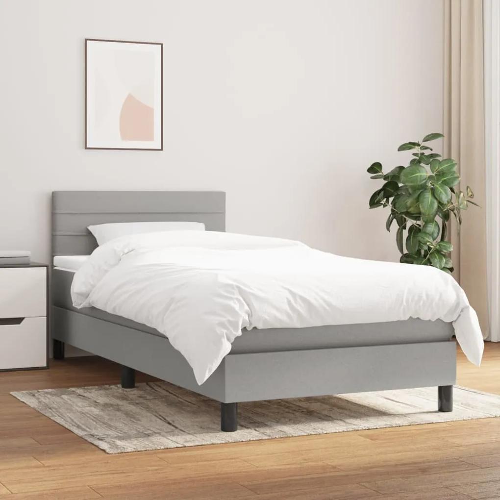 Box spring postel s matrací světle šedá 90x190 cm textil,  3140097