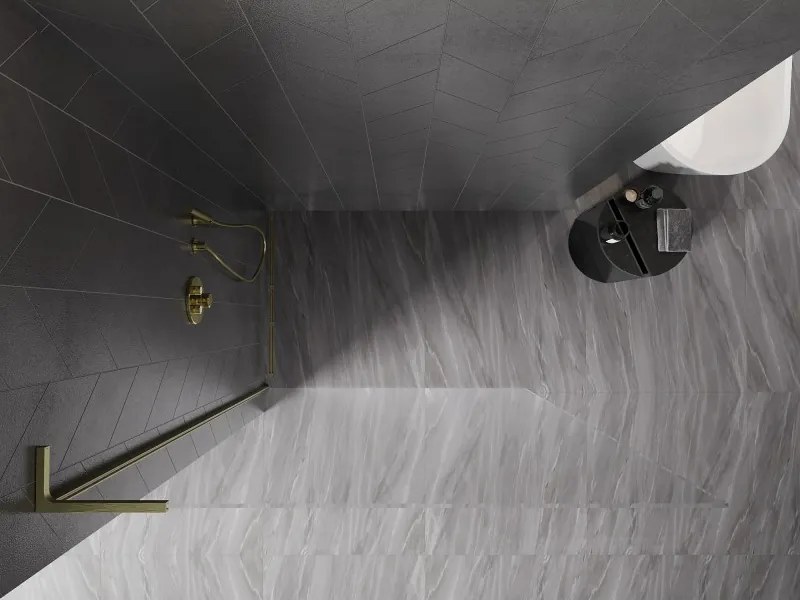 Mexen Kioto-X L sprchová stěna Walk-in 50 x 200 cm, transparentní 10 mm, zlatá kartáčovaná - 800-050-107-55-00-X