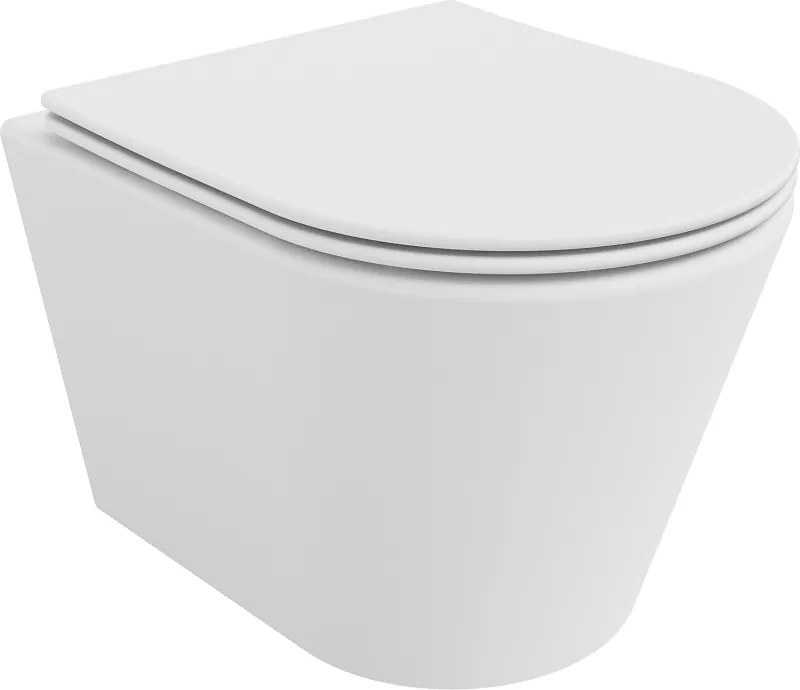 Mexen Rico Rimless závěsné wc + slim pomalu padající sedátko z duroplastu, biala matná, 30724001