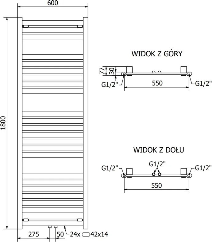 Mexen Uran elektrický radiátor 1800 x 600 mm, 900 W, černý - W105-1800-600-2900-70