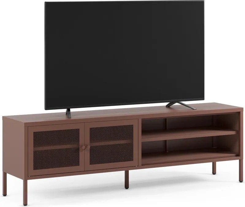 Vínový kovový TV stolek 160x50x35 cm Fayna – Marckeric