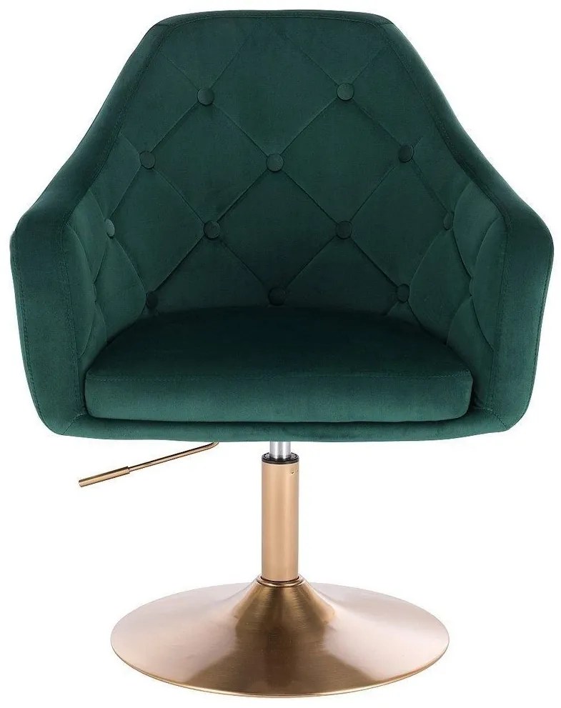 LuxuryForm DESIGN Otočné křeslo ANDORA VELUR na zlatém talíři - zelené